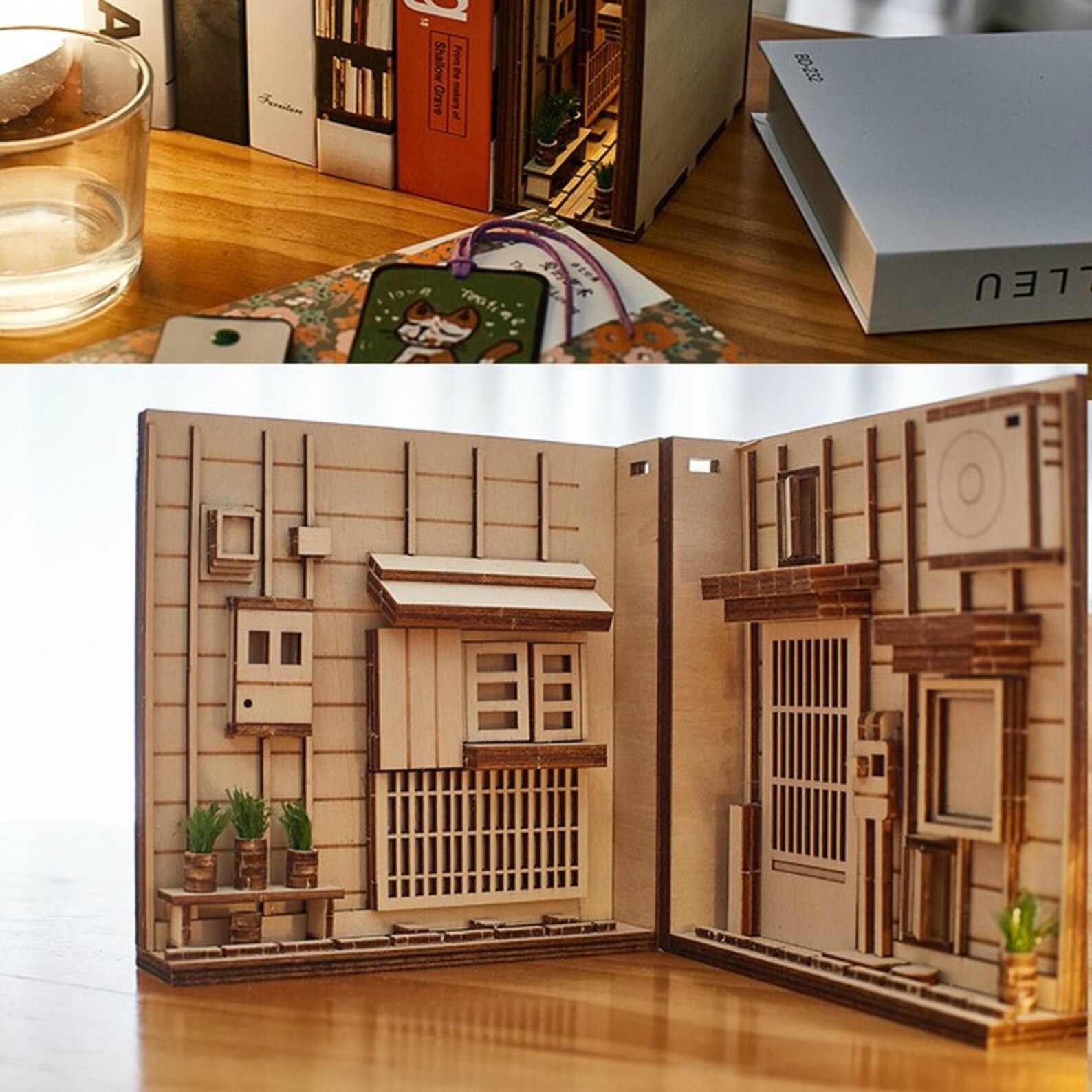 Japanese Street Book Nook Book Shelf Insert Bookcase With - Etsy