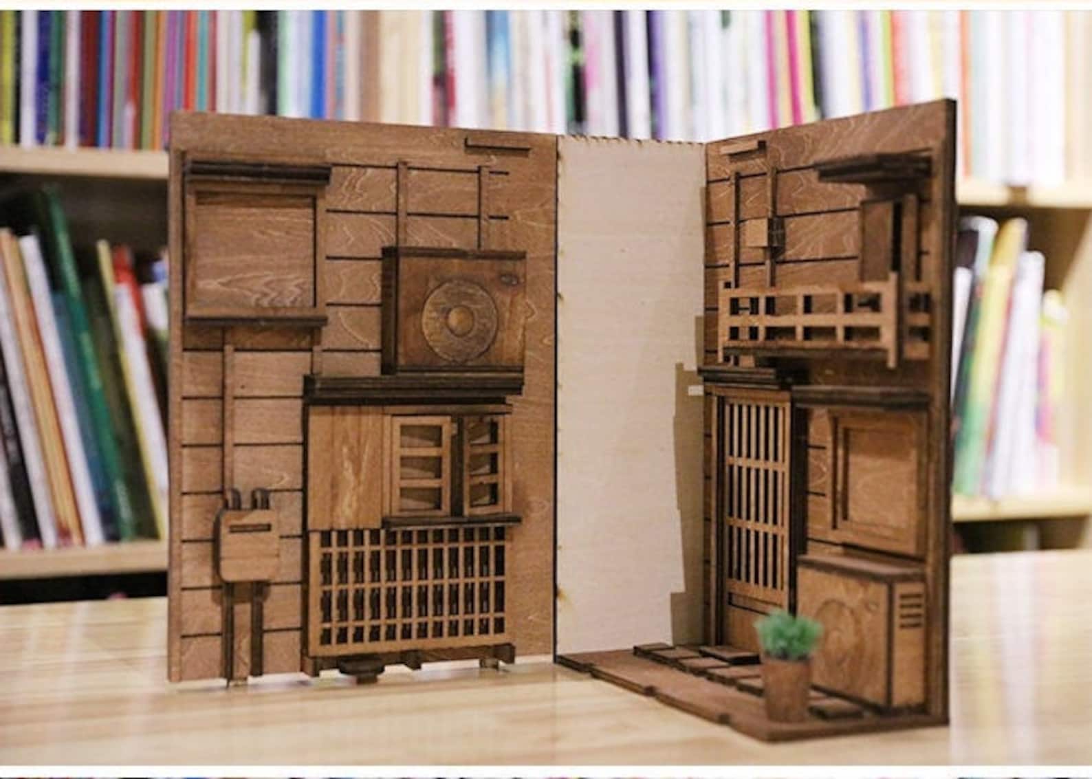 Japanese Alley Book Nook Book Shelf Insert Bookcase With | Etsy