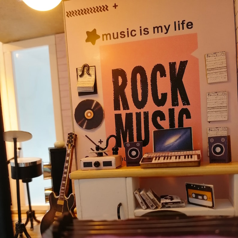 DIY Music Studio Miniature Doll House Kit 1:24 With Light - Etsy New ...