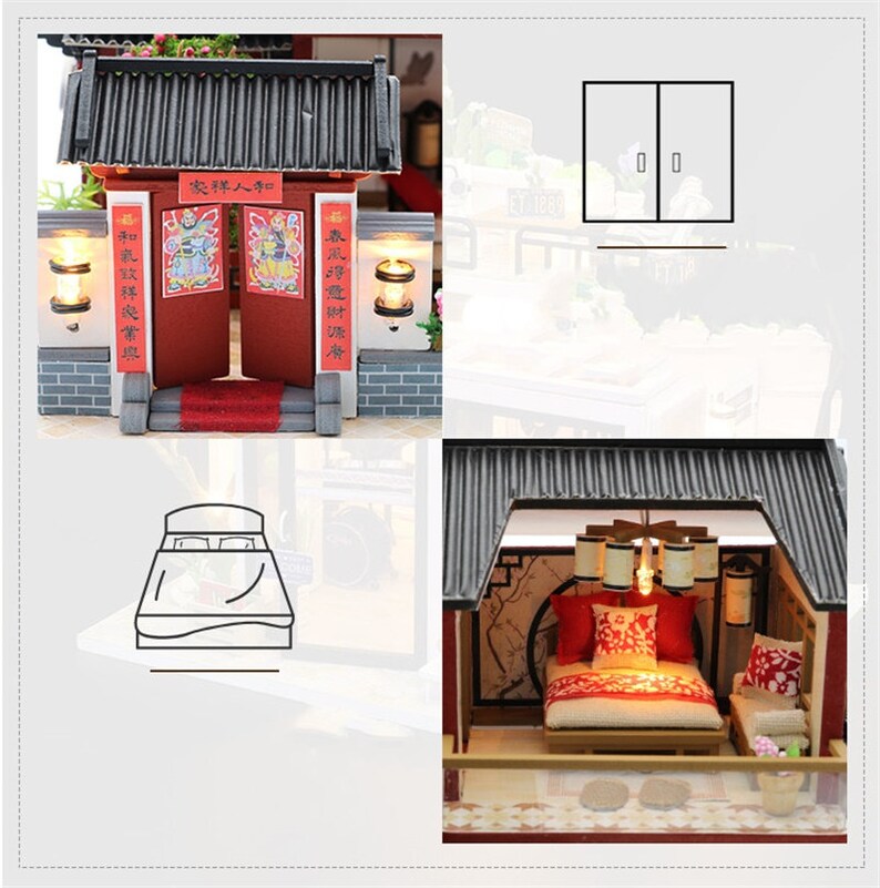 DIY Chinese Traditional Miniature Doll House Kit 1:24 Scale | Etsy