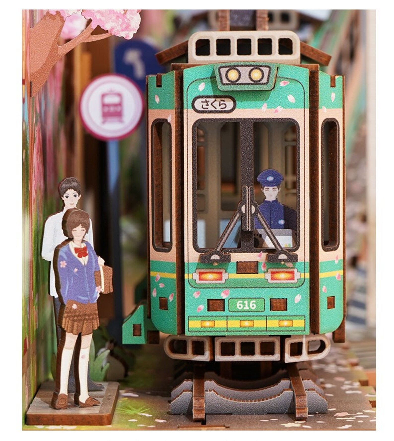 Sakura Trip on Train Book Nook Book Shelf Insert Bookcase | Etsy