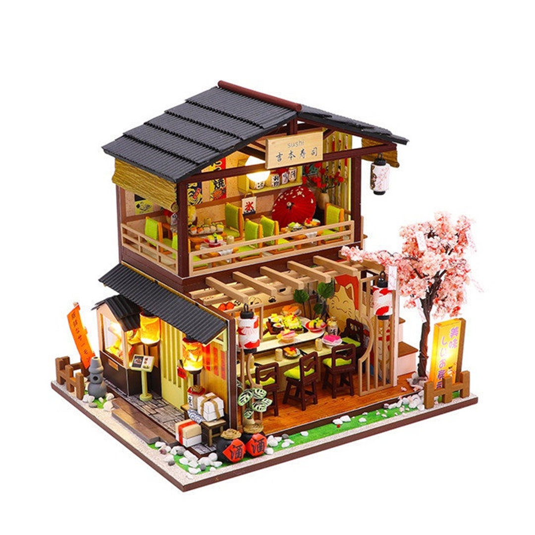 DIY Sushi Restaurant Japanese Style Miniature Doll House Kit || 1:24 ...