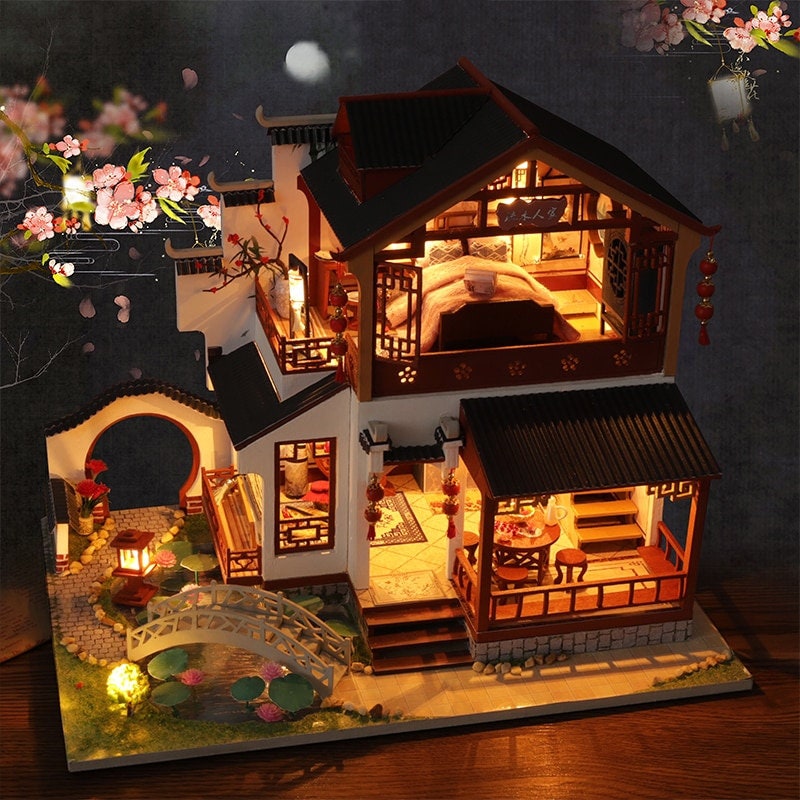 DIY Chinese Style Miniature Doll House Kit 1:24 Scale With | Etsy