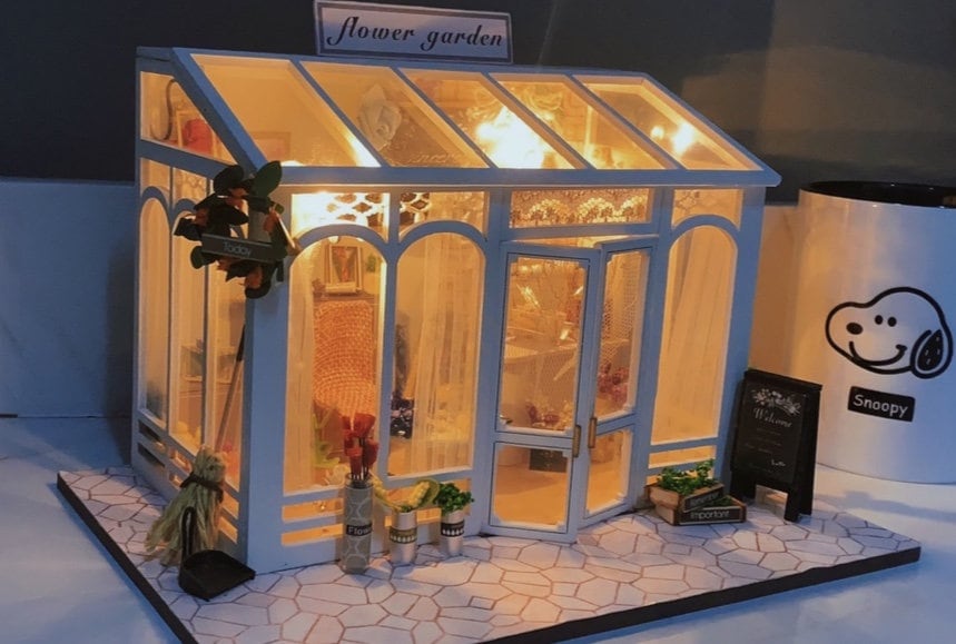 Mini Flower House Miniature Doll House Kit 1:24 With Light - Etsy