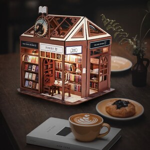 Vintage Bookstore Miniatures Dollhouse Kit || 1:24 With Light Adult ...