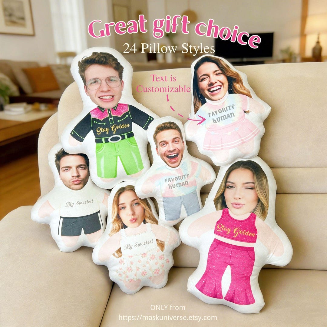 Personalized Photo Humanoid Cushion, Custom Photo Face Pillow, Cartoon ...