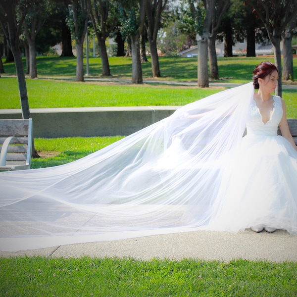 120 Inch White Cathedral Veil - Etsy