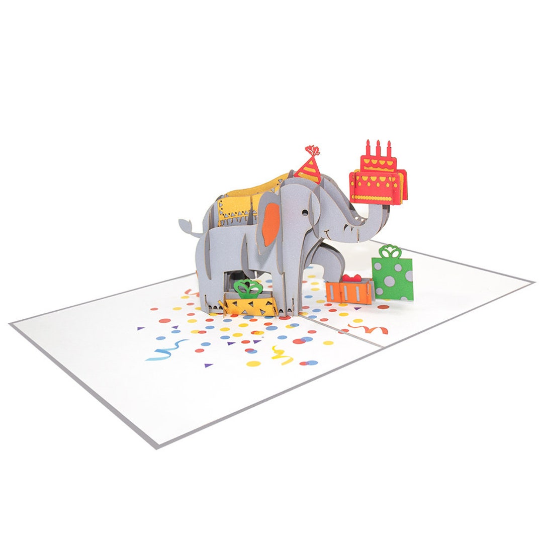 Birthday 3d Card/ Baby Shower 3d Card/ Baptism Elephant 3d Pop up Card ...