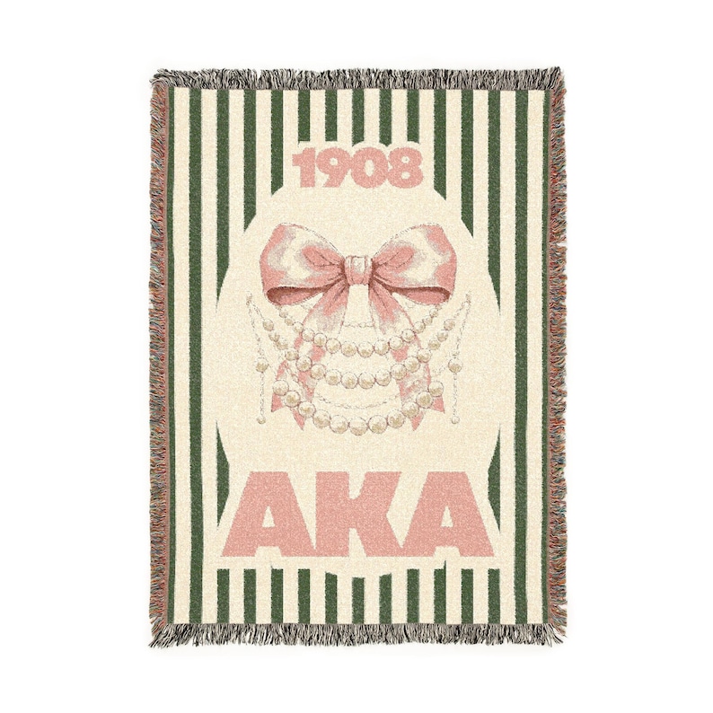 AKA 1908 Woven Throw Blanket, Green and Pink, Sorority Gift - Etsy