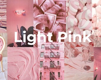 50PC Assorted Pink Aesthetic Art Prints, Trendy Light Pink Wall Prints ...