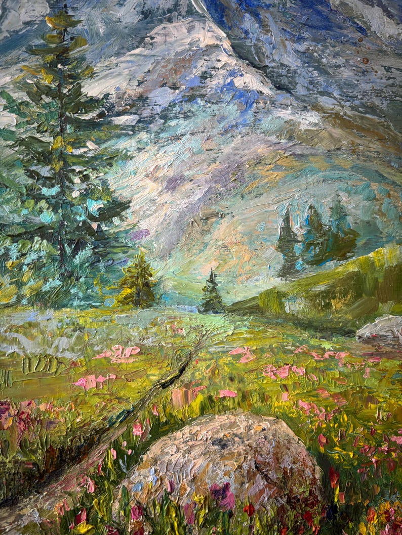 Mountains Spring Landscape, Landscape Painting, Original Painting, Oil ...