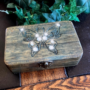 Wood Tarot Card Box, Carved Wood Oracle Deck Box, Twin Flame Tarot Card ...