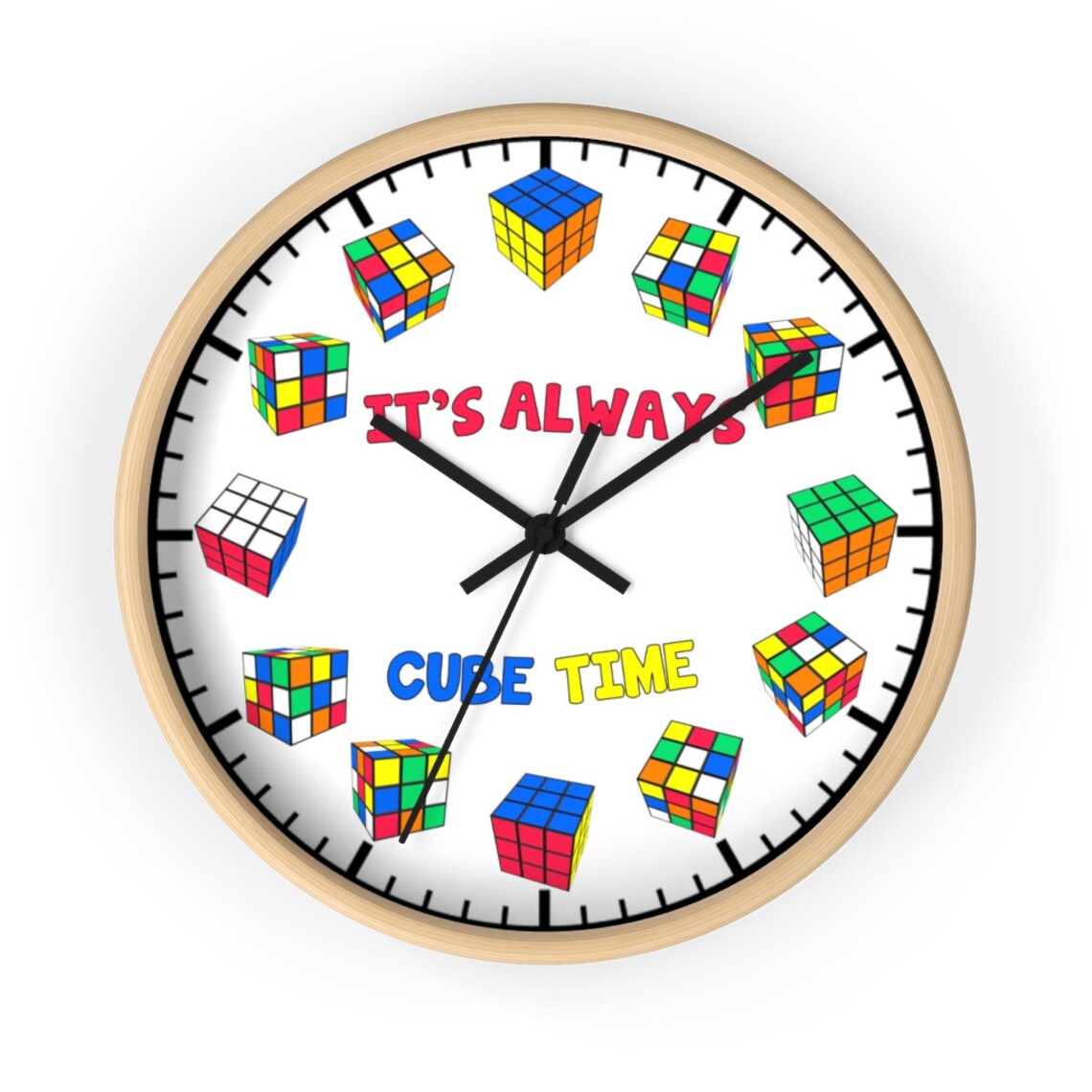 Rubik's Cube Wall Clock - "it's Always Cube Time" - Rubik's Cube Clock ...