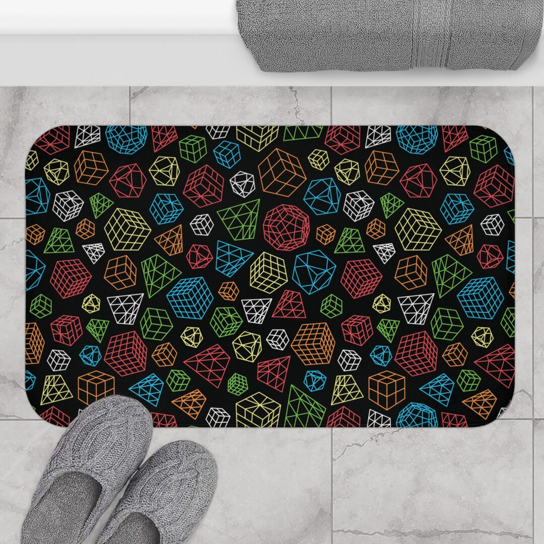 Line Art Cubes Rubik's Cube Bath Mat - Soft and Squishy Mat Covered ...
