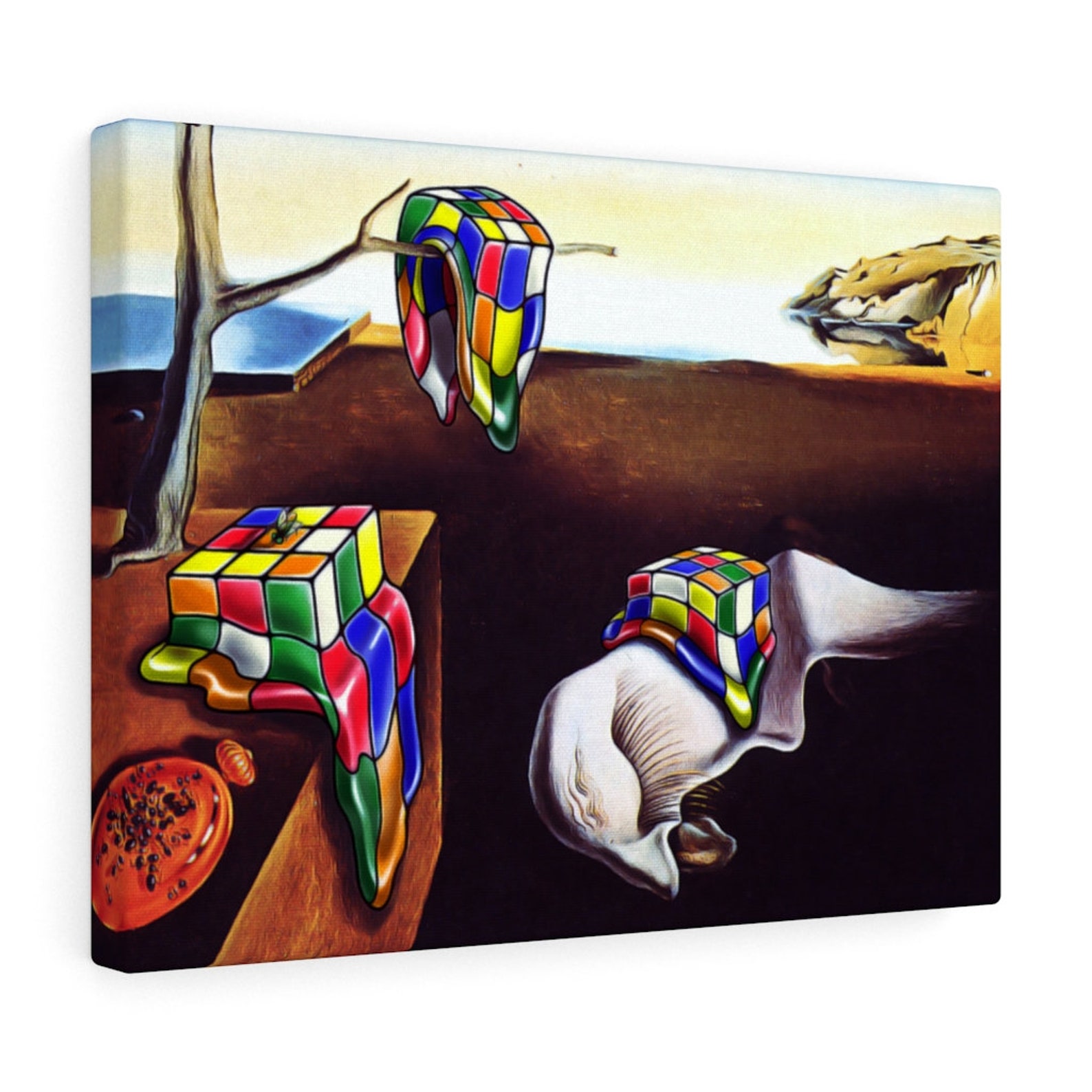 Melting Rubik's Cube Art - Salvador Dali - Canvas Gallery Wrap - Etsy