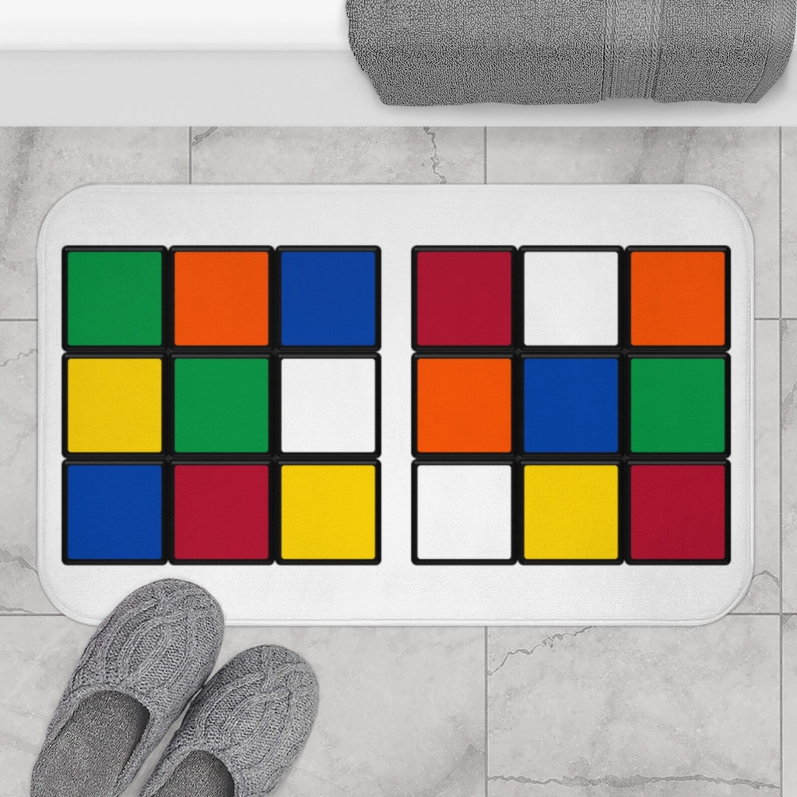 Rubik's Cube Bath Mat 2 Big Cubes Bathroom Decor - Etsy