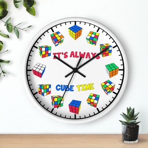 Rubik's Cube Wall Clock - "it's Always Cube Time" - Rubik's Cube Clock ...