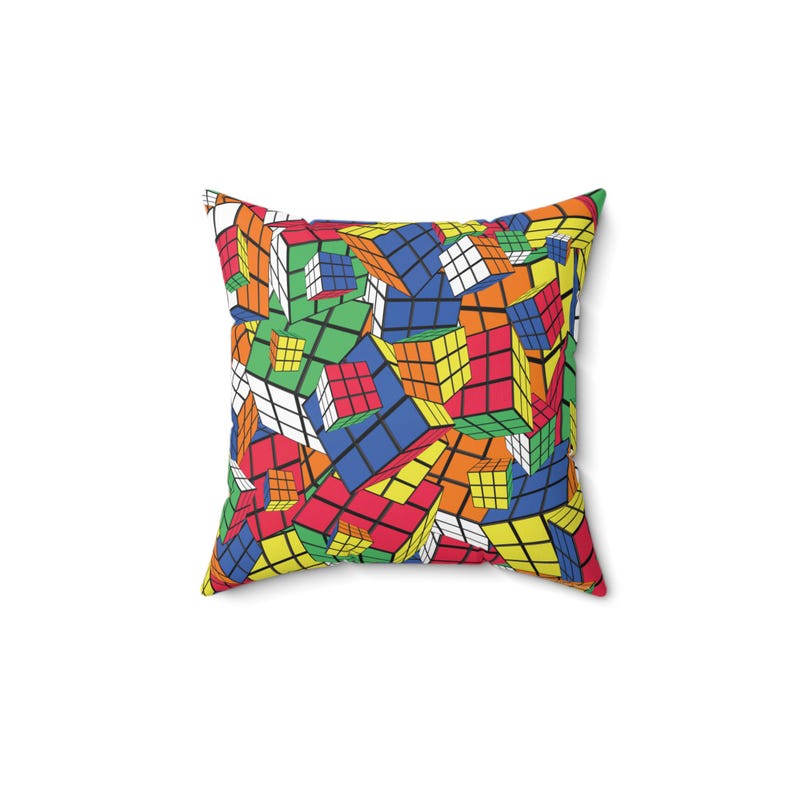Crazy Cubes - Rubik's Cube Pillow - 2-sided Print, Square Throw Pillow ...