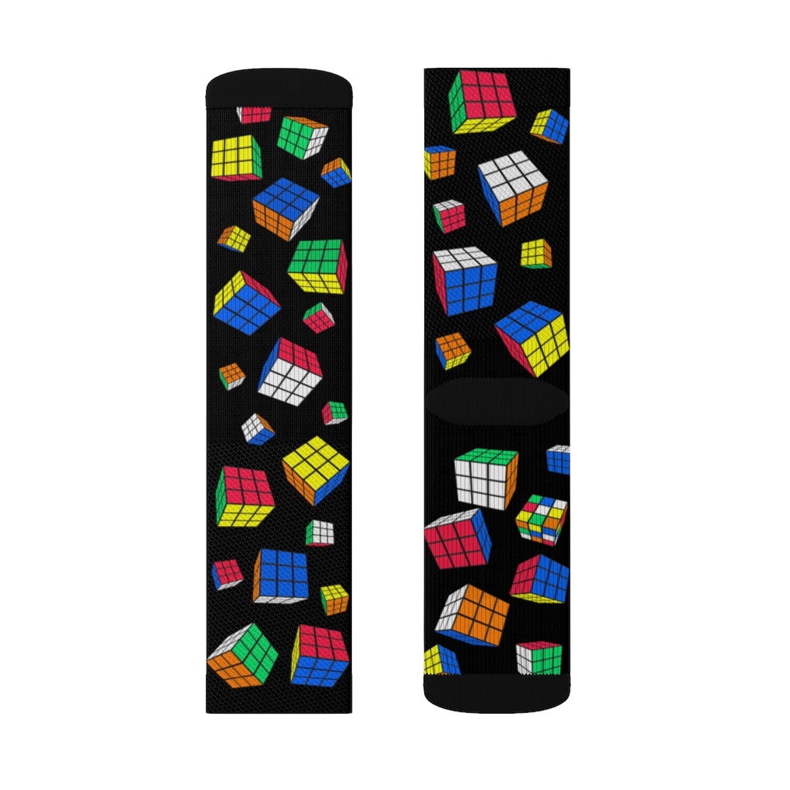 Cubes All Over Black Rubik's Cube Socks Fun Socks for | Etsy