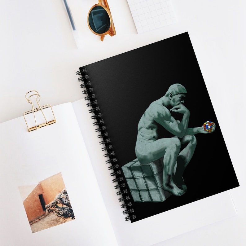 The Thinker Rubik's Cube Notebook Spiral Ruled Line | Etsy