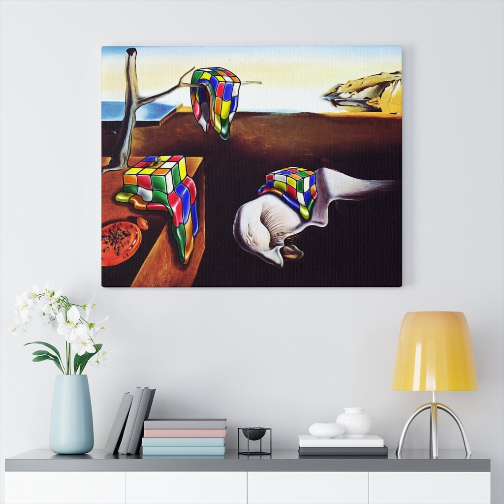 Melting Rubik's Cube Art Salvador Dali Canvas Gallery | Etsy