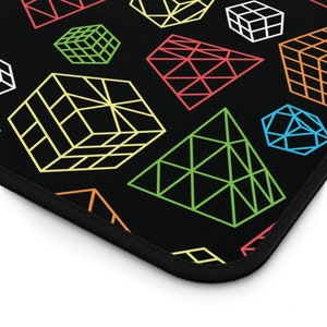 Colorful Line Art Rubik's Cubes Desk Mat, Cubing Mat, Speedcubing ...