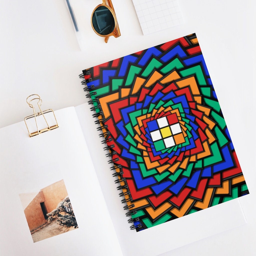 Daisy Pattern - Rubik's Cube Notebook - Spiral, Ruled Line, Journal ...