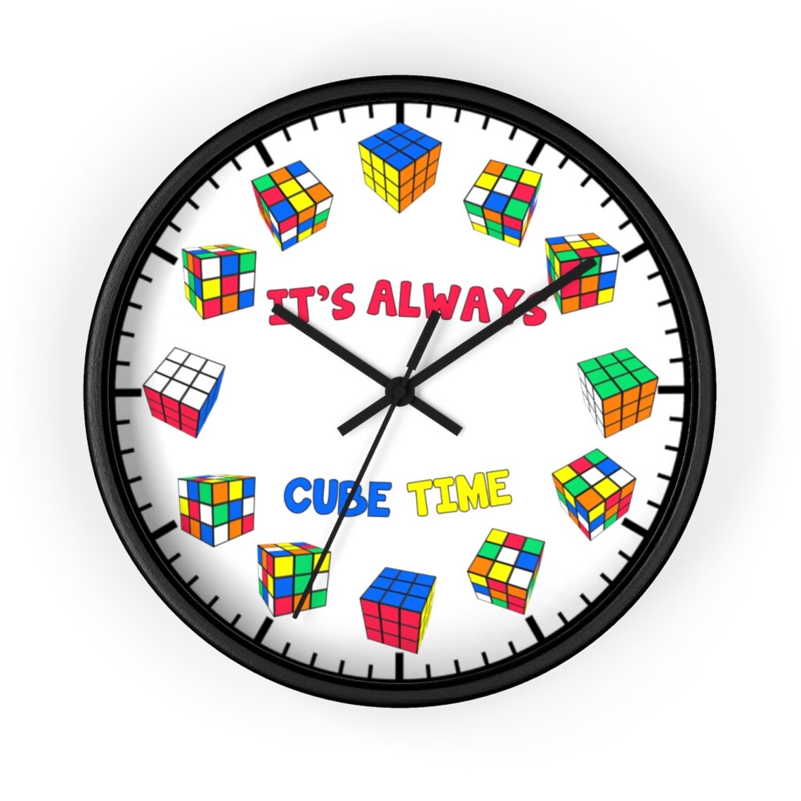 Rubik's Cube Wall Clock - "it's Always Cube Time" - Rubik's Cube Clock ...