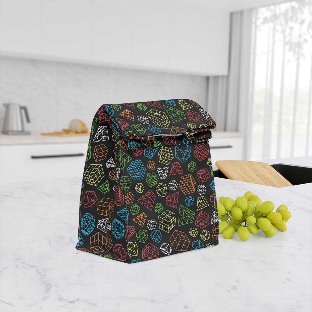 Line Art Lunch Bag - Rubik's Cube Insulated Lunch Bag, Reusable Lunch ...