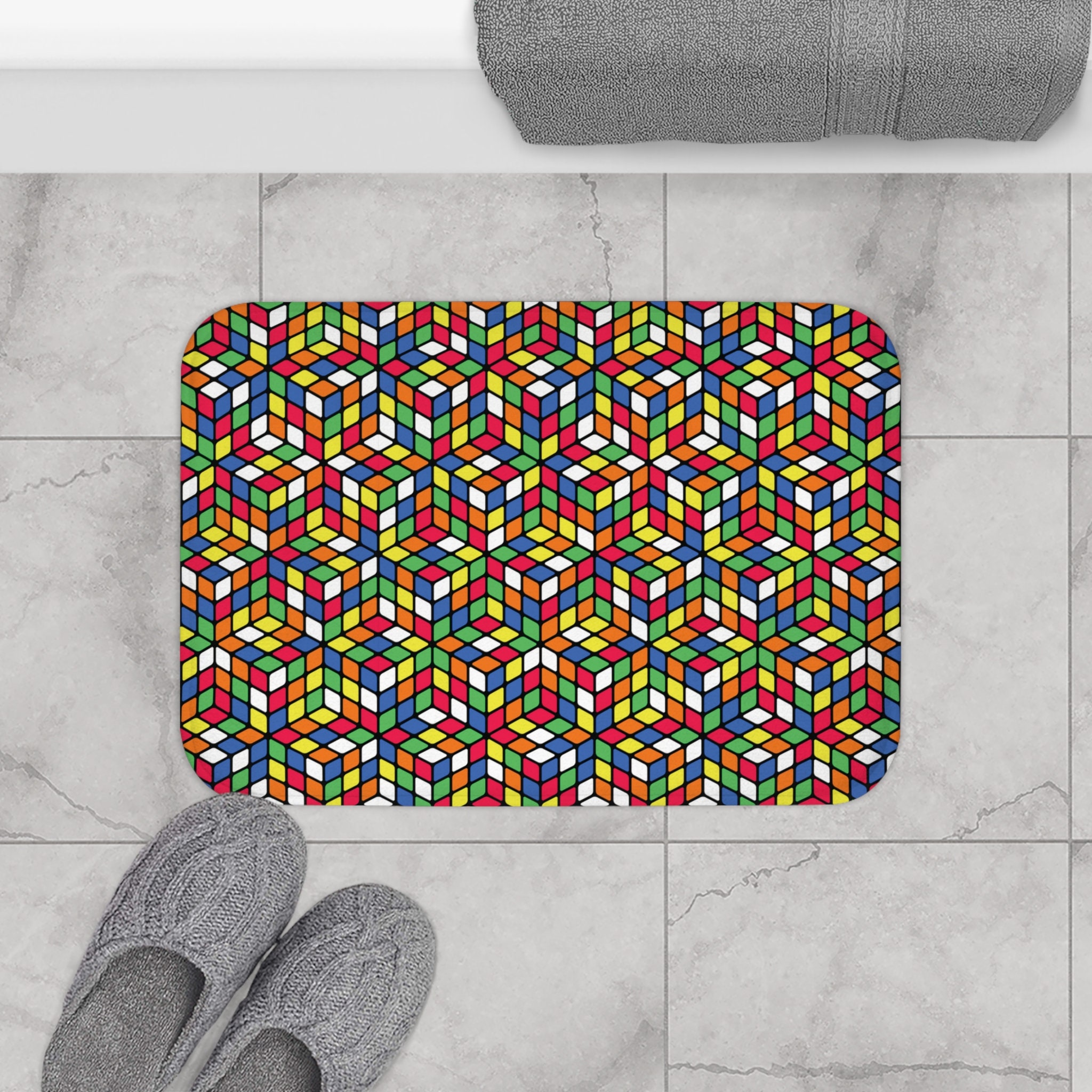 Optical Illusion Rubik's Cube Bath Mat Soft and Squishy - Etsy