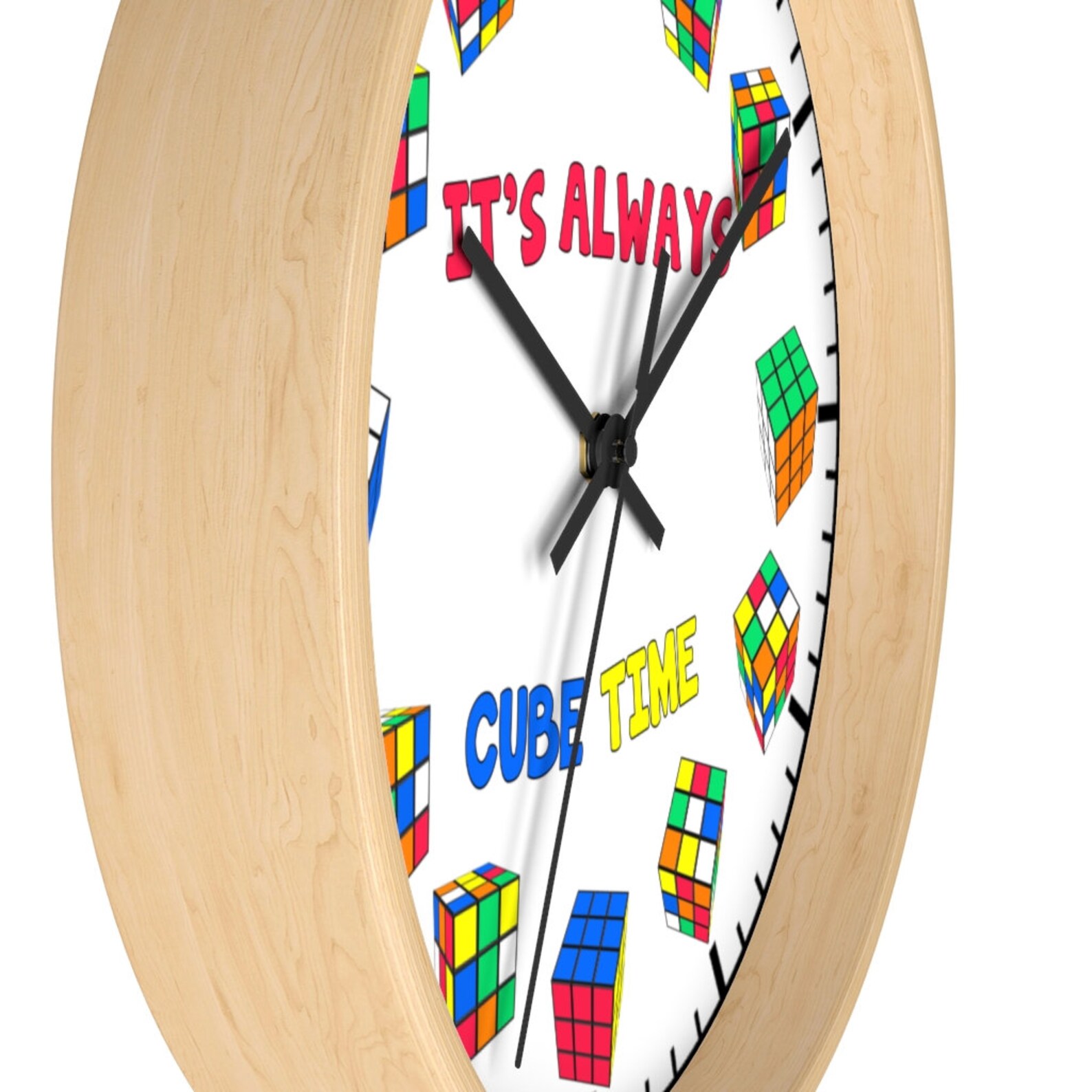 Rubik's Cube Wall Clock - "it's Always Cube Time" - Rubik's Cube Clock ...