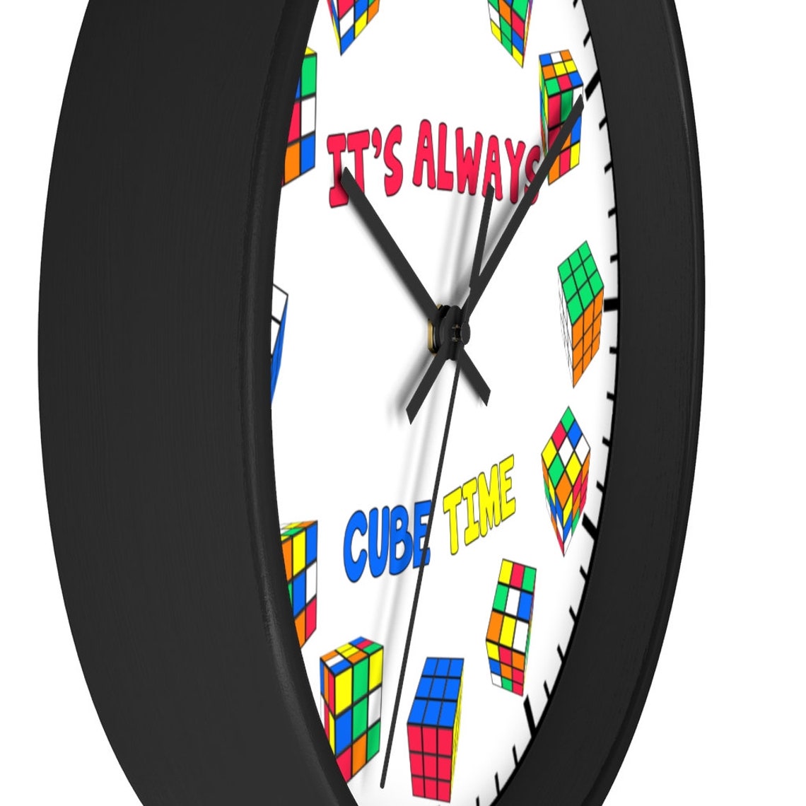 Rubik's Cube Wall Clock - "it's Always Cube Time" - Rubik's Cube Clock ...