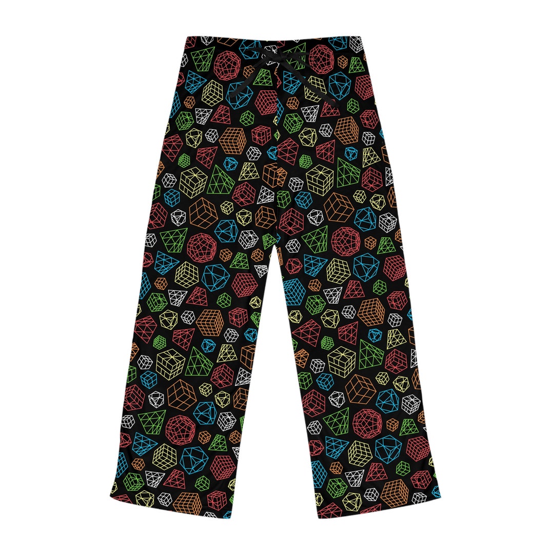 Women's Line Art Cubes- Rubik's Cube Pajama Pants, Sleep Pants ...