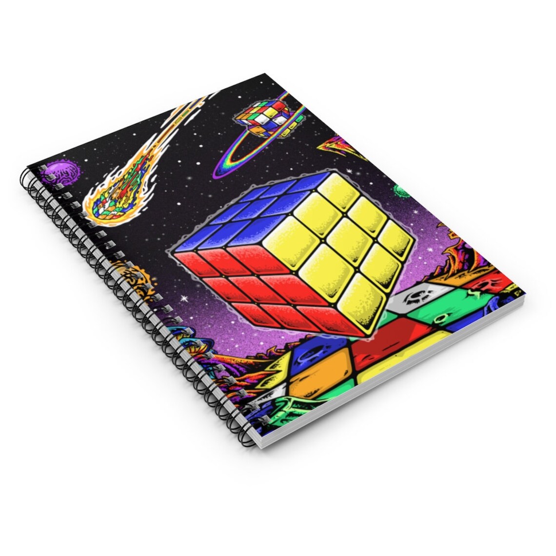Psychedelic Rubik's Cube Spiral Notebook Ruled Line | Etsy