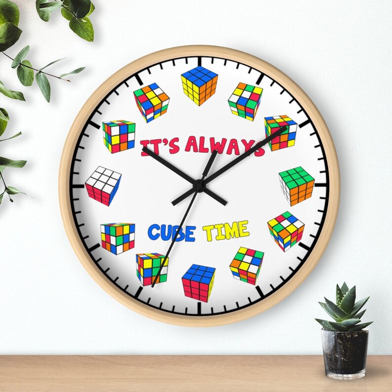 Rubik's Cube Wall Clock - "it's Always Cube Time" - Rubik's Cube Clock ...