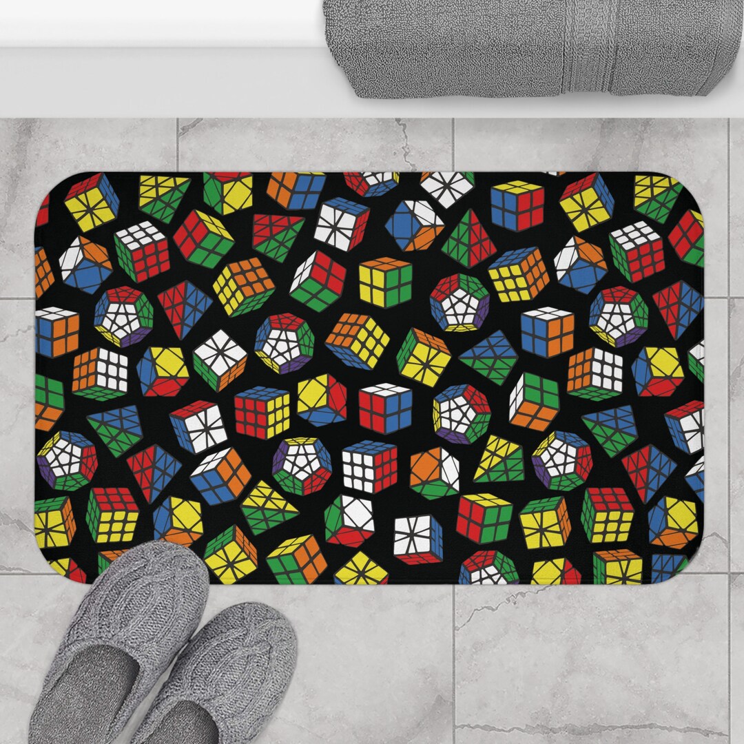 Rubik's Cube Bath Mat - Soft and Squishy Mat Covered With Rubik's Cubes ...