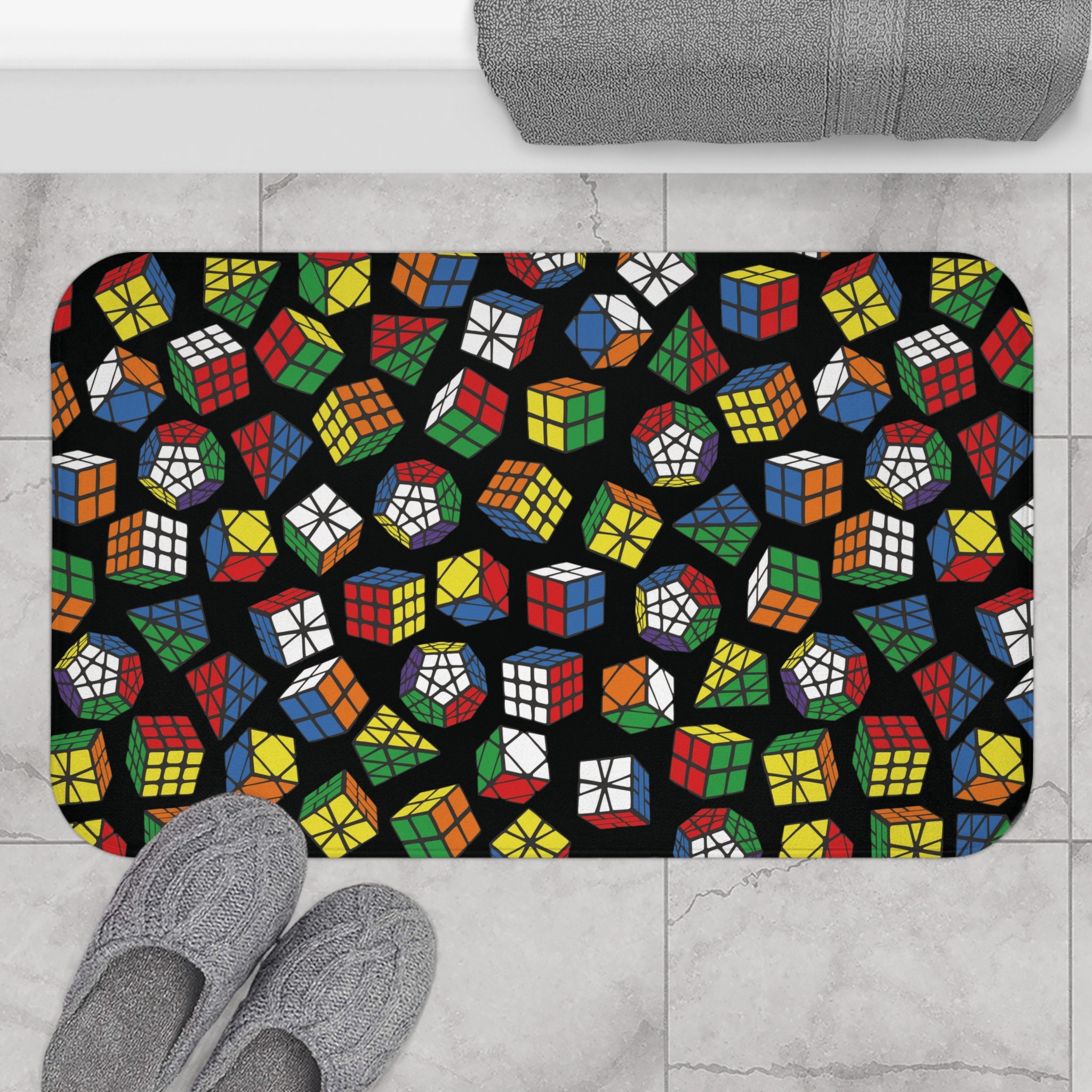 Rubik's Cube Bath Mat Soft and Squishy Mat Covered With - Etsy