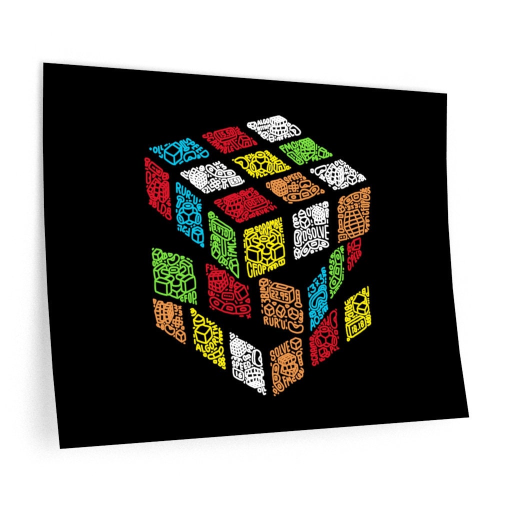 Rubik's Cube Wall Decal Doodle Cube Hand Drawn Artwork - Etsy