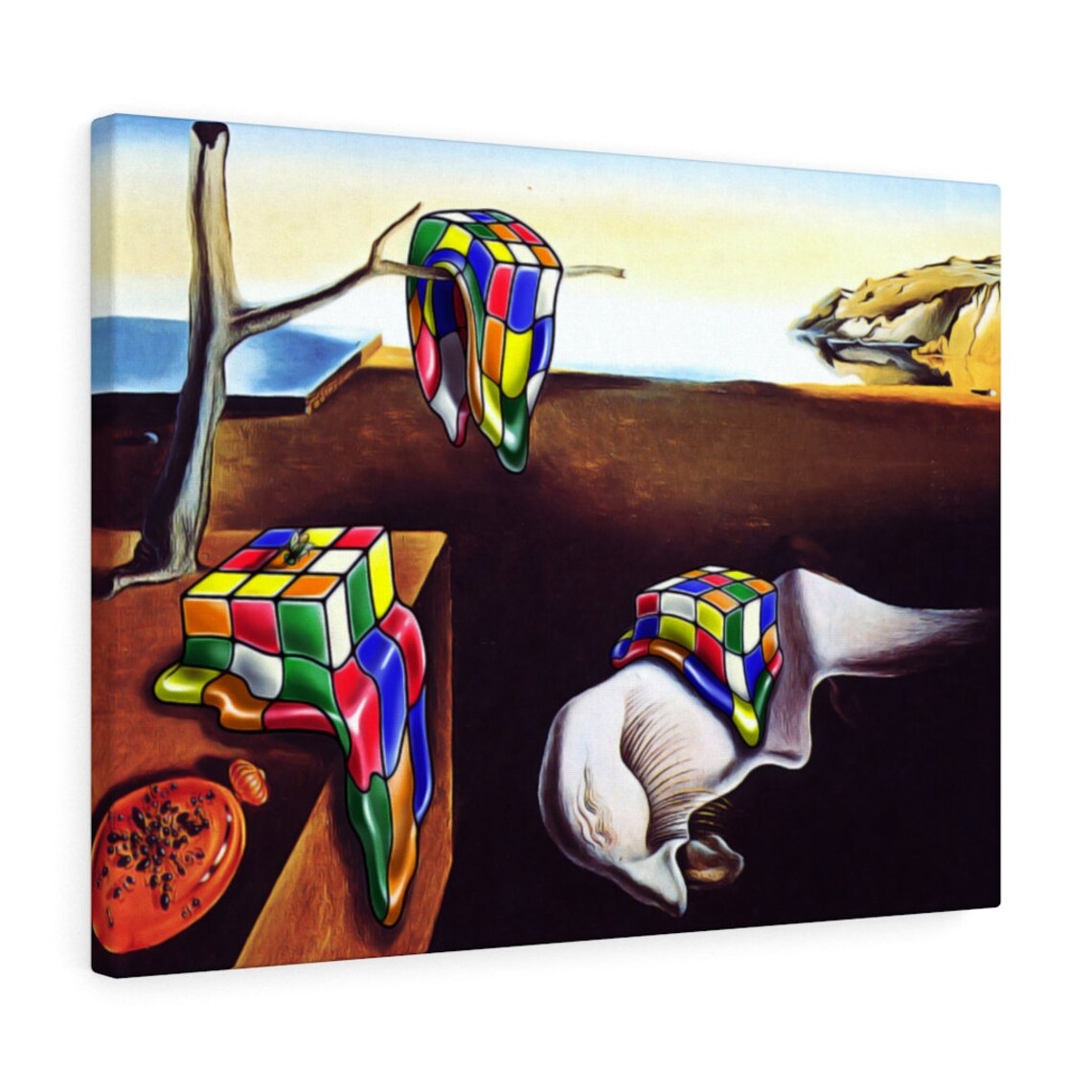 Melting Rubik's Cube Art - Salvador Dali - Canvas Gallery Wrap - Etsy