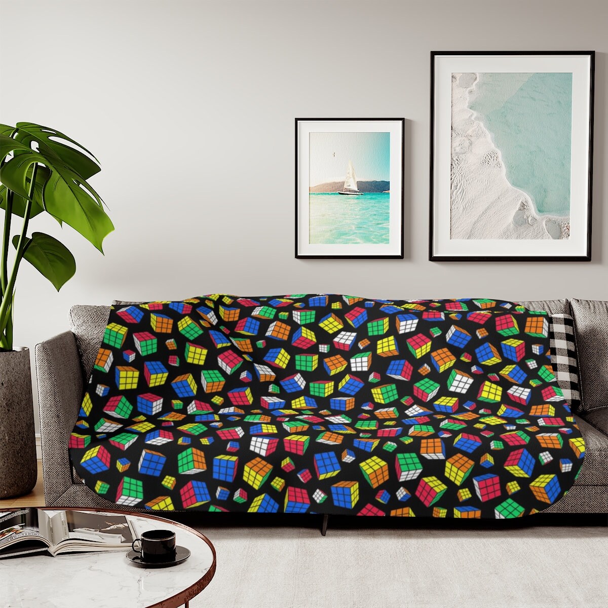 Cubes All Over Rubik's Cube Blanket Sherpa Fleece - Etsy Canada