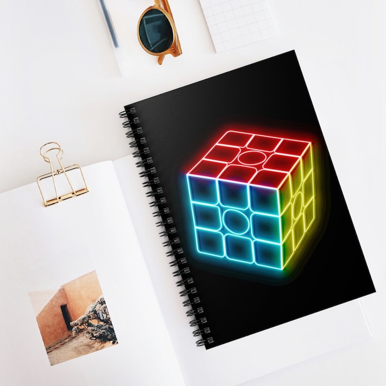 Neon Cube Rubik's Cube Notebook Spiral Ruled Line - Etsy