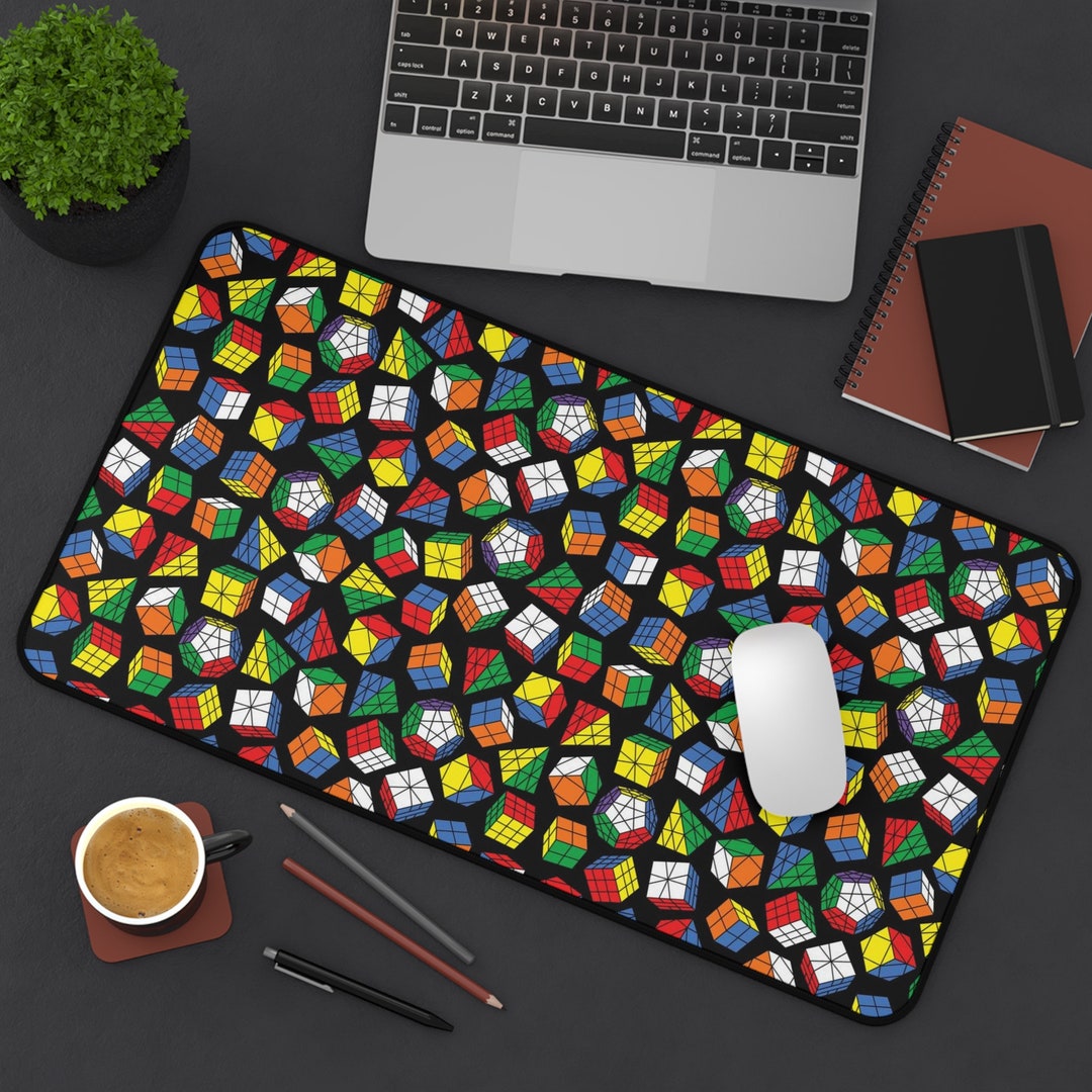 Rubik's Cubes Desk Mat, Cubing Mat, Speedcubing Competition Prep, Black ...