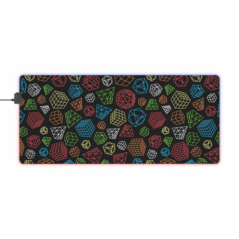 LED Gaming Desk Mat Mouse Pad Rubik's Cube Line Art - Etsy