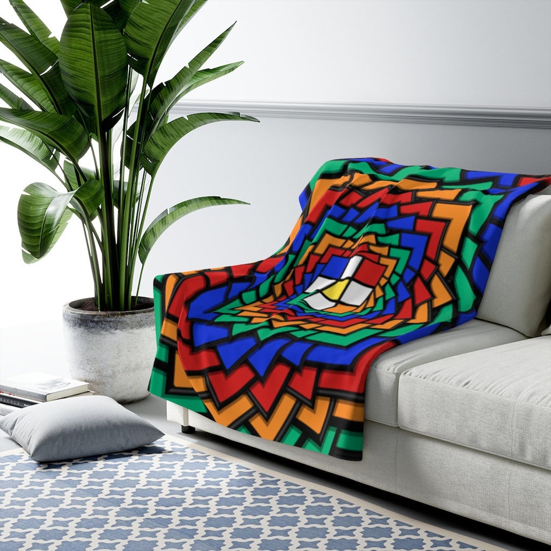 Daisy Pattern - Rubik's Cube Blanket - Sherpa Fleece Blanket - Soft ...