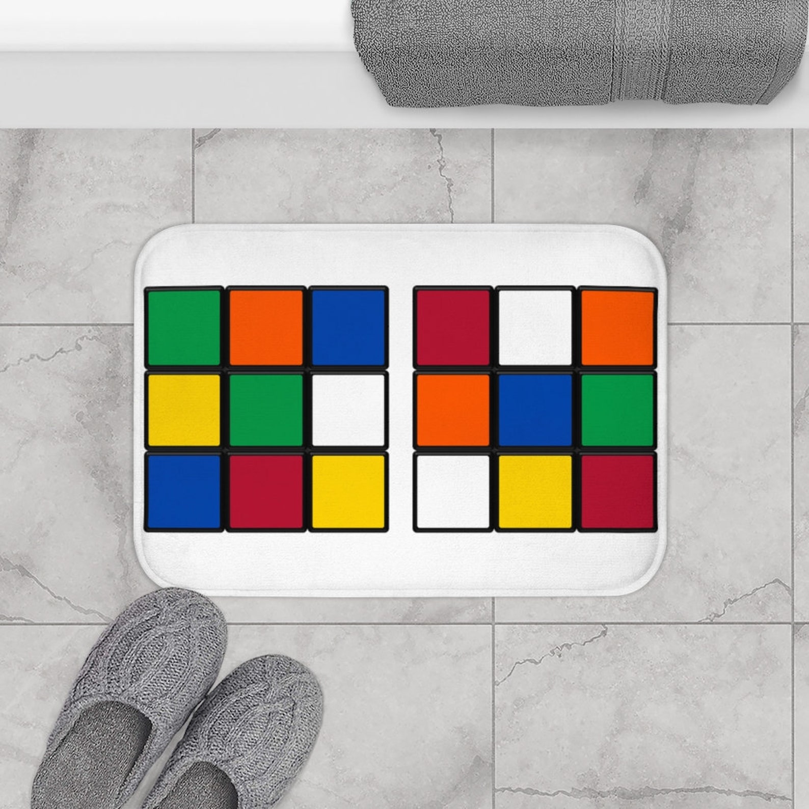 Rubik's Cube Bath Mat 2 Big Cubes Bathroom Decor | Etsy