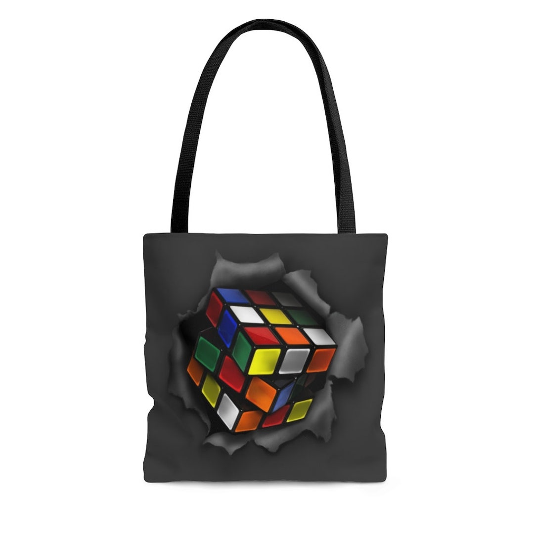 Cube Bursting Through - Rubik's Cube Tote Bag - Grocery Bag, Pool Bag ...