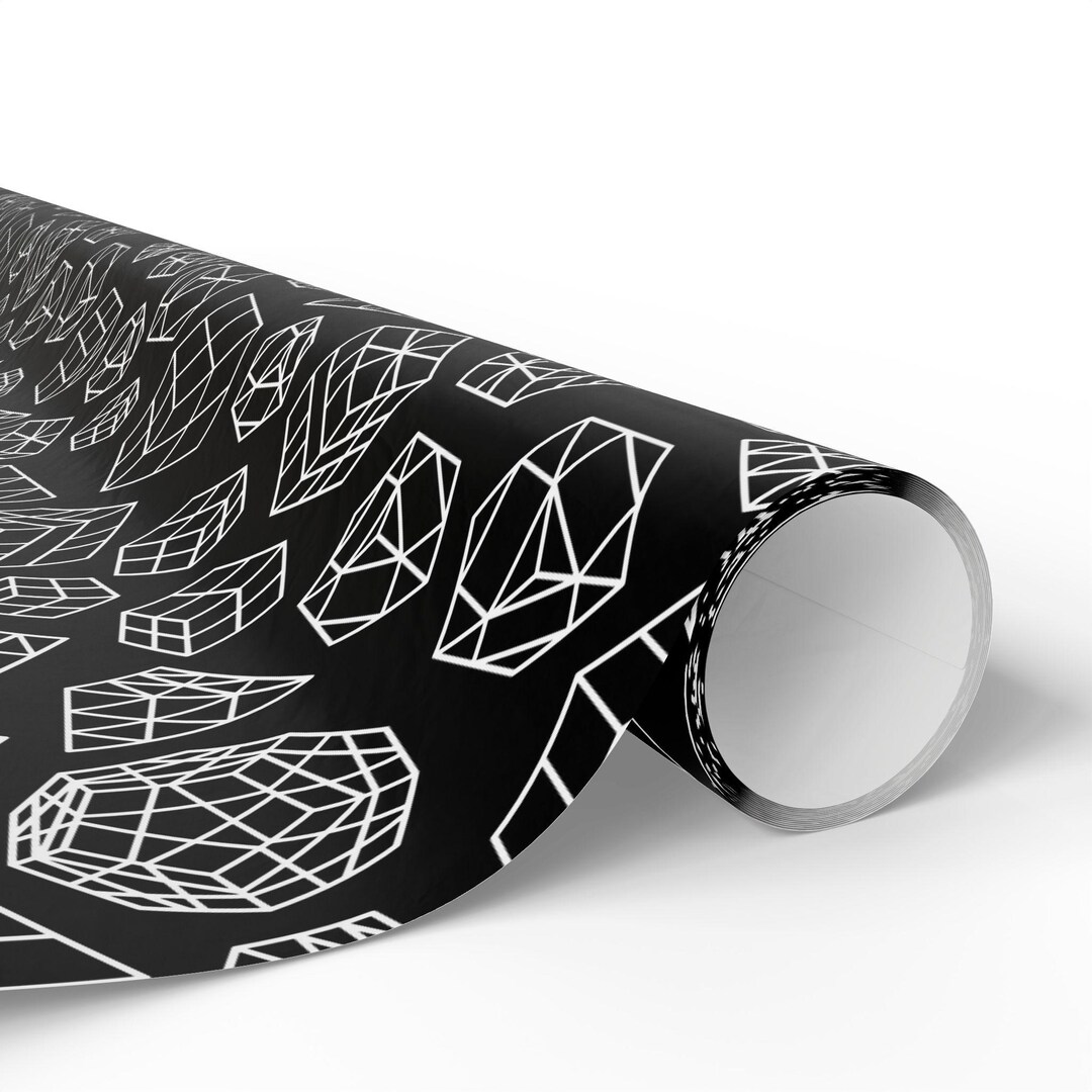Rubik's Cube Gift Wrap Monochrome Line Art Cubes Wrapping Paper ...