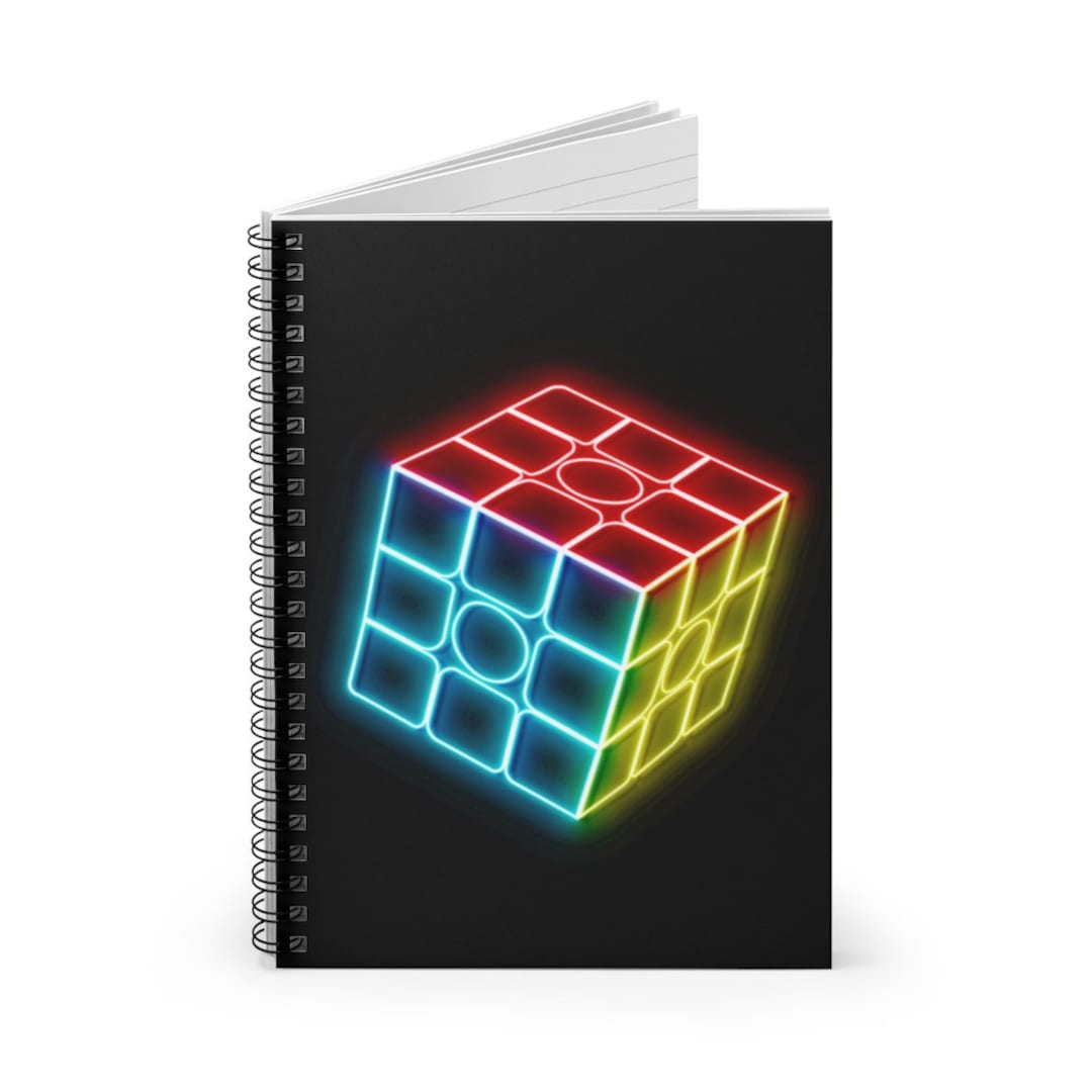 Neon Cube Rubiks Cube Notebook Spiral Ruled Line Etsy