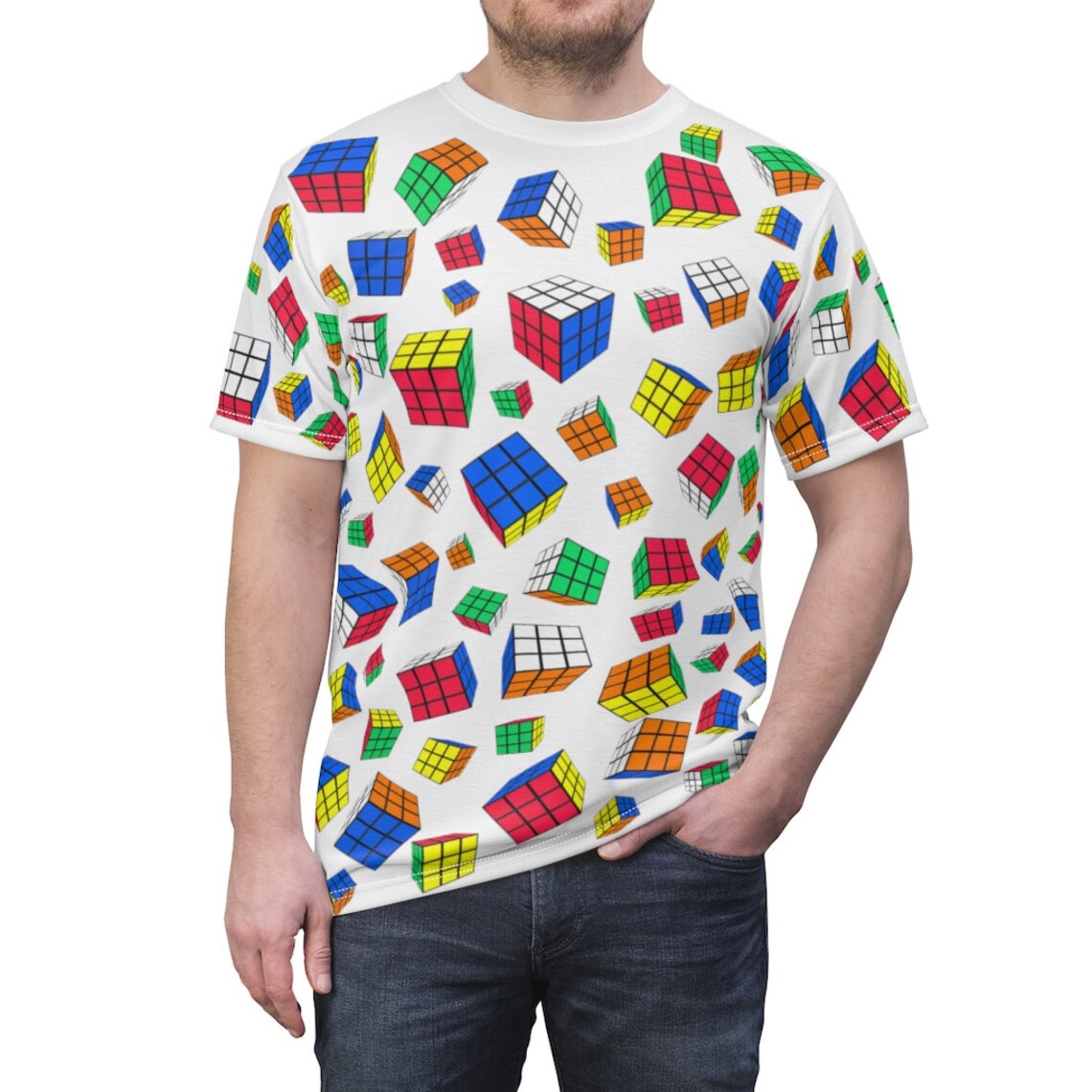 Cubes All Over Rubik's Cube Shirt white | Etsy