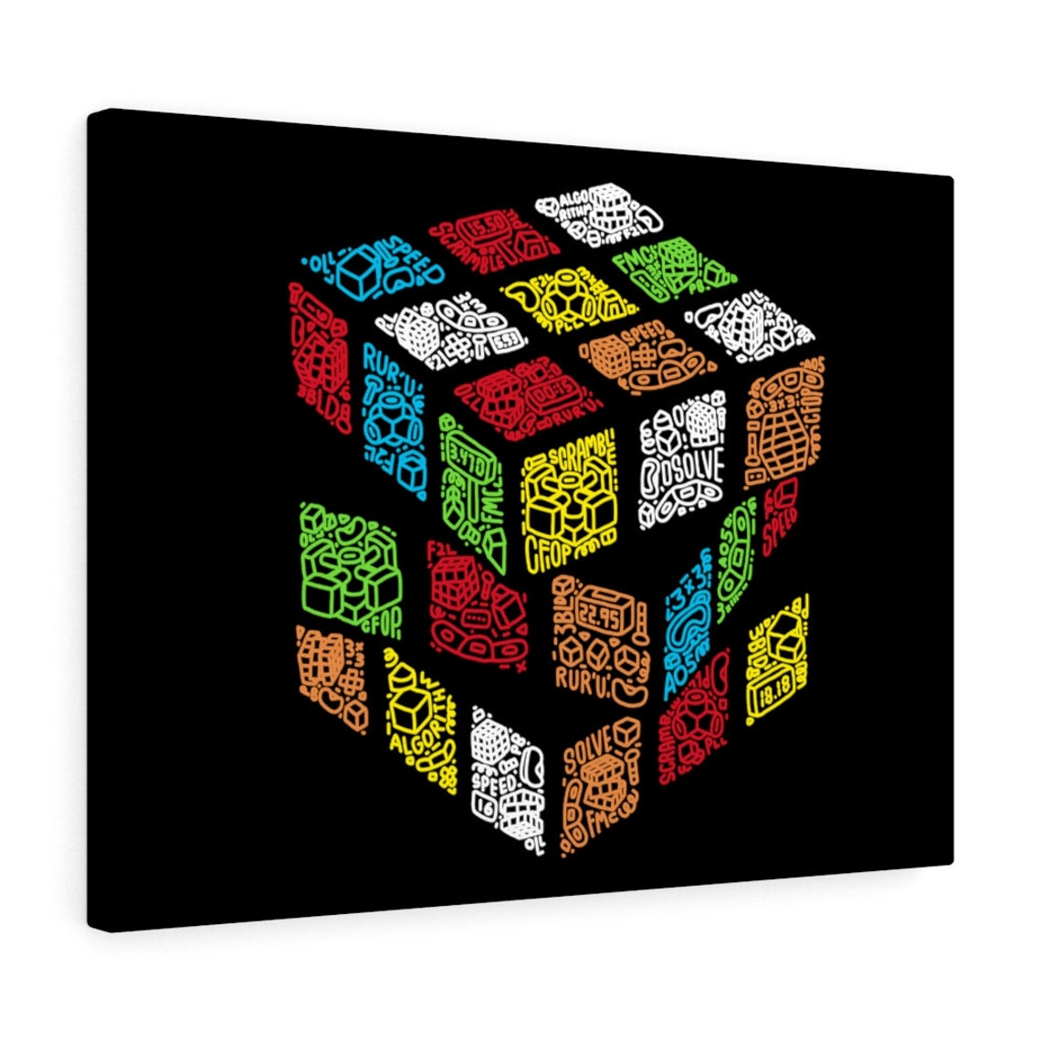 Rubik's Cube Art Doodle Cube Canvas Gallery Wrap - Etsy